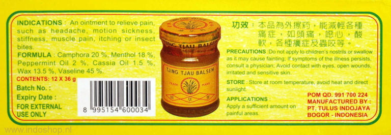 Tjing Tjau Balsem Yellow Balm 20 Gram - Bali Fresh Australia